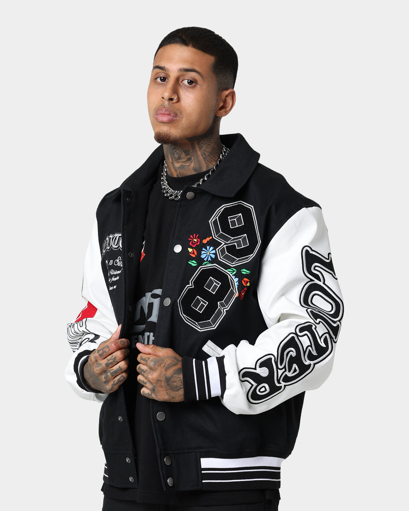 Loiter Flaws Varsity Jacket Black/White | Culture Kings US