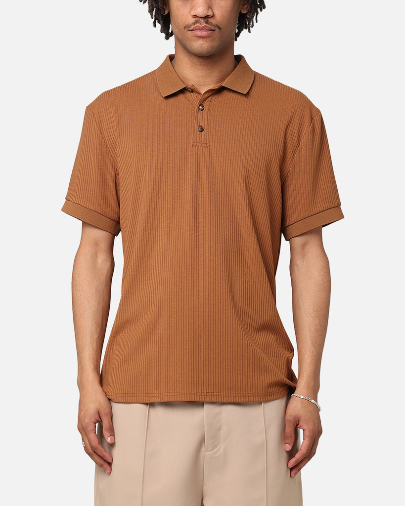 XXIII Luis Rib Polo Shirt Brown | Culture Kings US