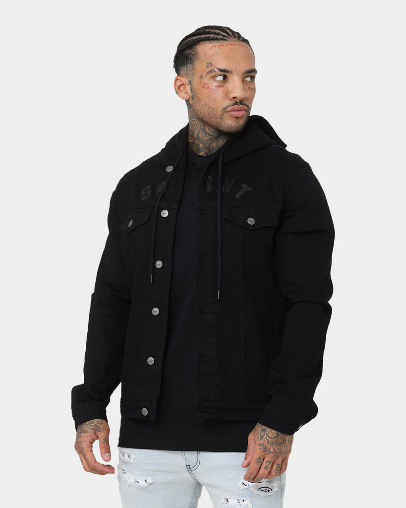 Saint Morta London Hooded Denim Jacket V2 Black/Black | Culture Kings US