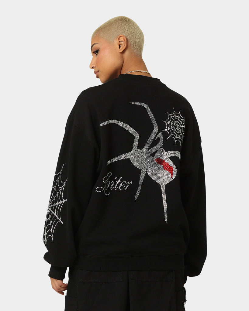 Loiter Spider Rhinestone Crewneck Black | Culture Kings US
