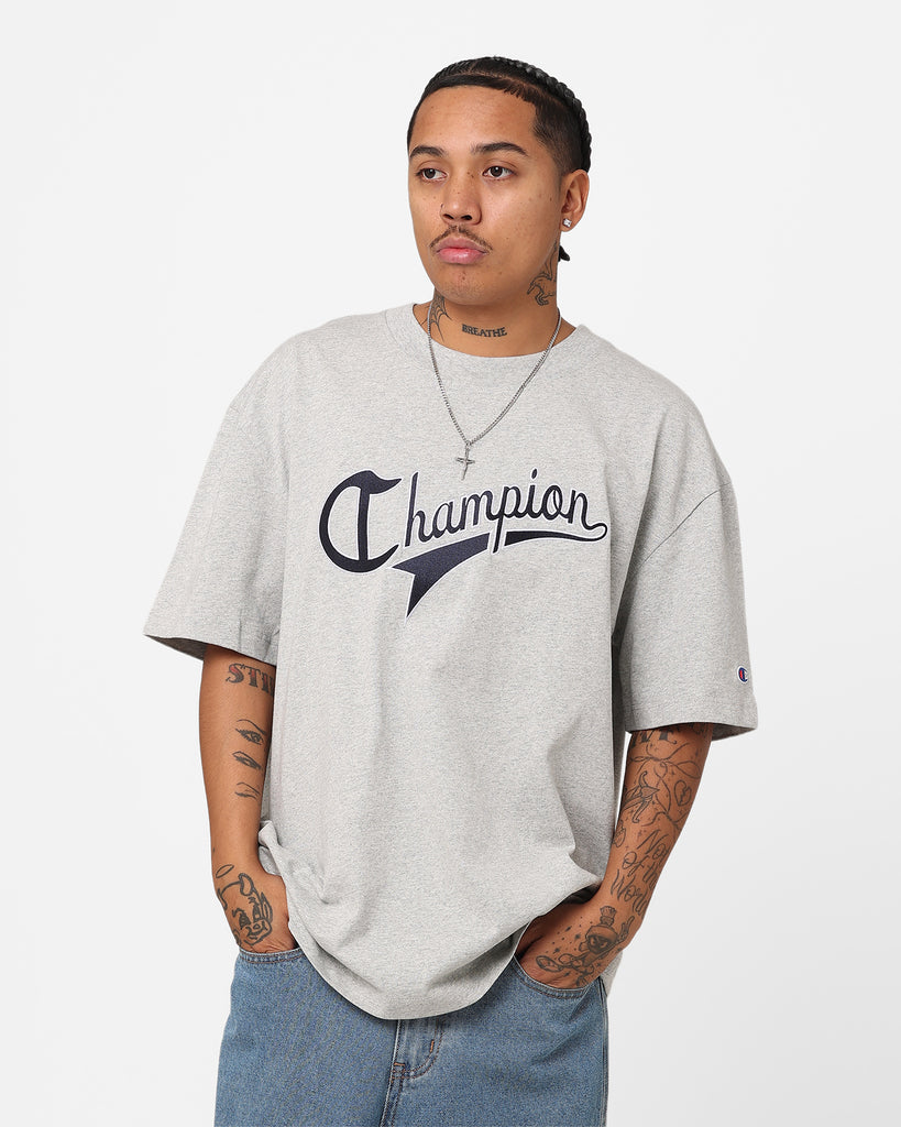 Champion Heritage Collegiate Cursive Logo T-Shirt Oxford Heather ...