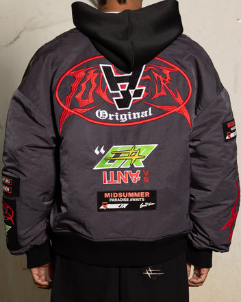 Loiter X The Anti Order Racer Bomber Jacket Charcoal | Culture Kings US