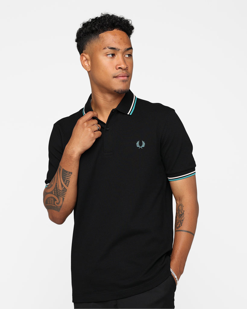 Fred Perry Twin Tipped Polo Shirt Black/Silky Peach/Deep Mint | Culture ...