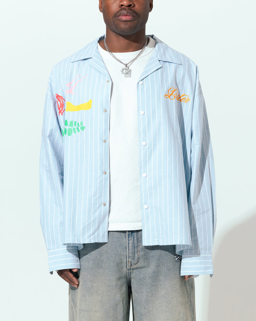 Loiter Oasis Stripe Button Up Shirt Blue Pin Stripe | Culture Kings US