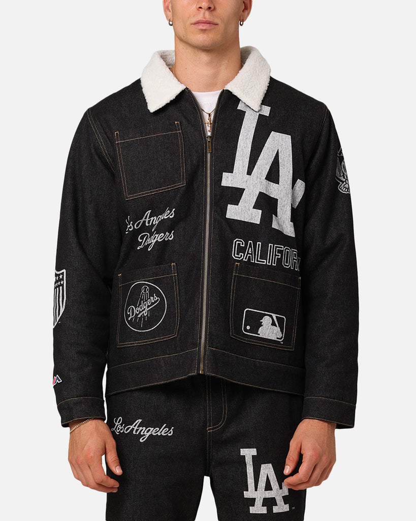 Majestic Athletic Los Angeles Dodgers Etched Denim Shacket Washed Blac ...