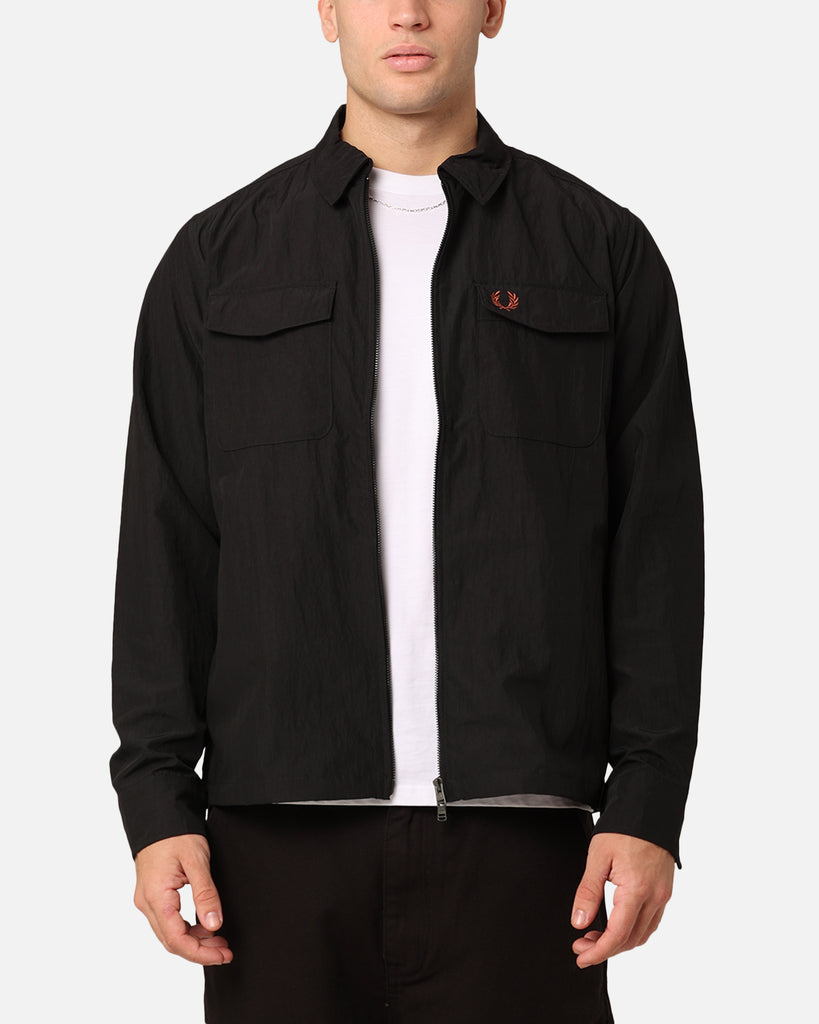 Fred Perry Zip Overshirt Jacket Black | Culture Kings US