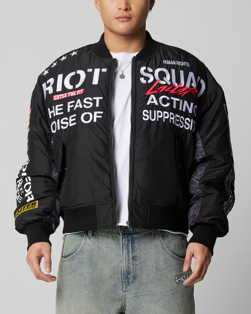 Loiter Riot Squad Bomber Jacket Black | Culture Kings US
