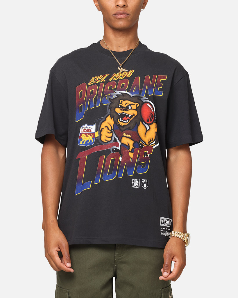 Mitchell & Ness Brisbane Lions Mascot Character T-Shirt Faded Black | Culture Kings US