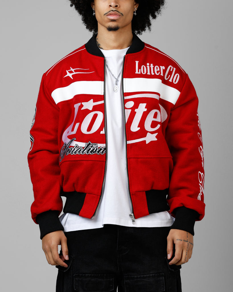 Loiter Aviation Bomber Jacket Red/Black | Culture Kings US