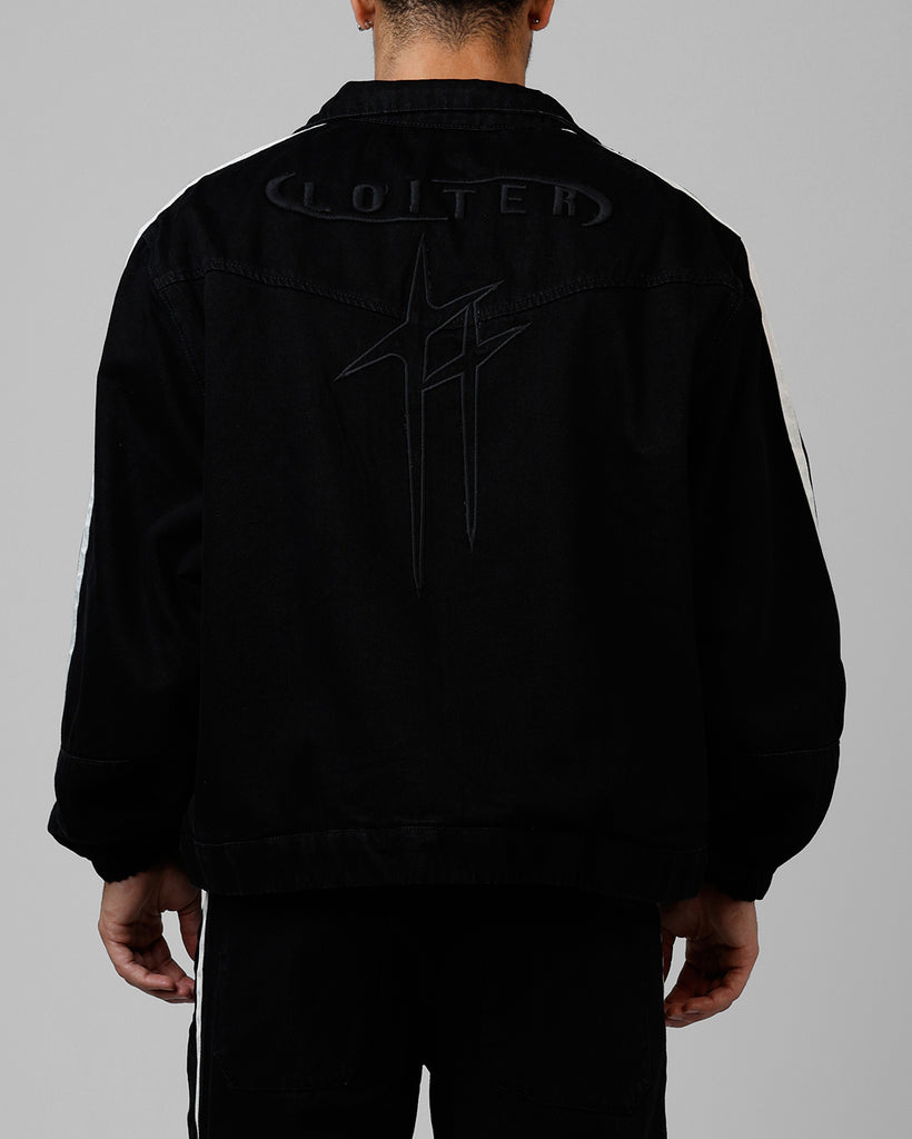 Loiter Track Star Denim Jacket Black | Culture Kings US