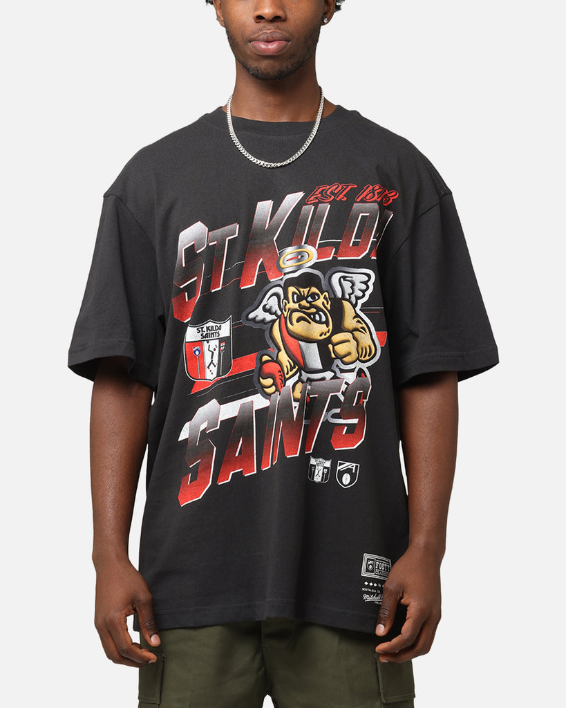 Mitchell & Ness St Kilda Saints Mascot Character T-Shirt Faded Black ...