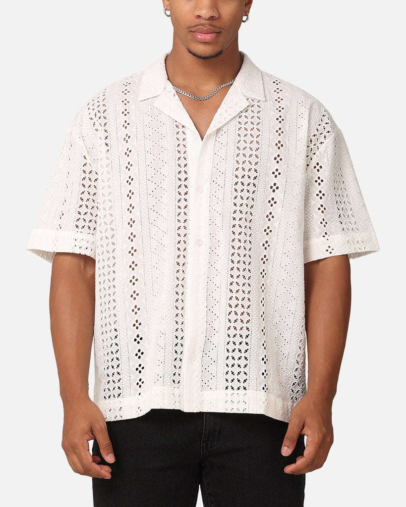 Saint Morta Crochet Button Up Shirt Off White | Culture Kings US