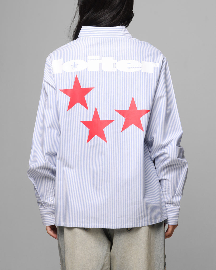 Loiter Solar Button Up Shirt Blue Pin Stripe | Culture Kings US