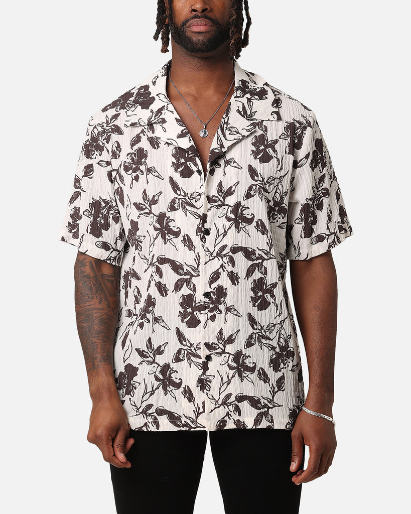 XXIII Floral Textured Button Up Shirt White/Black | Culture Kings US