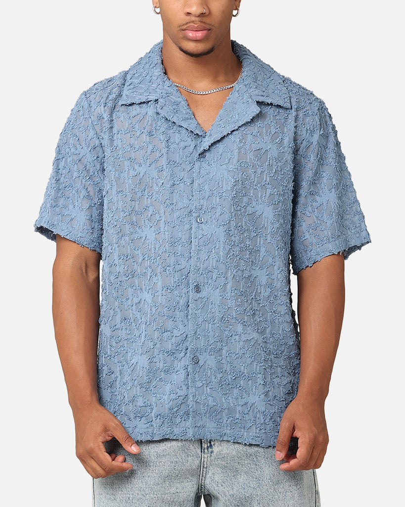 XXIII Sheer Daisy Button Up Shirt Floral Blue | Culture Kings US
