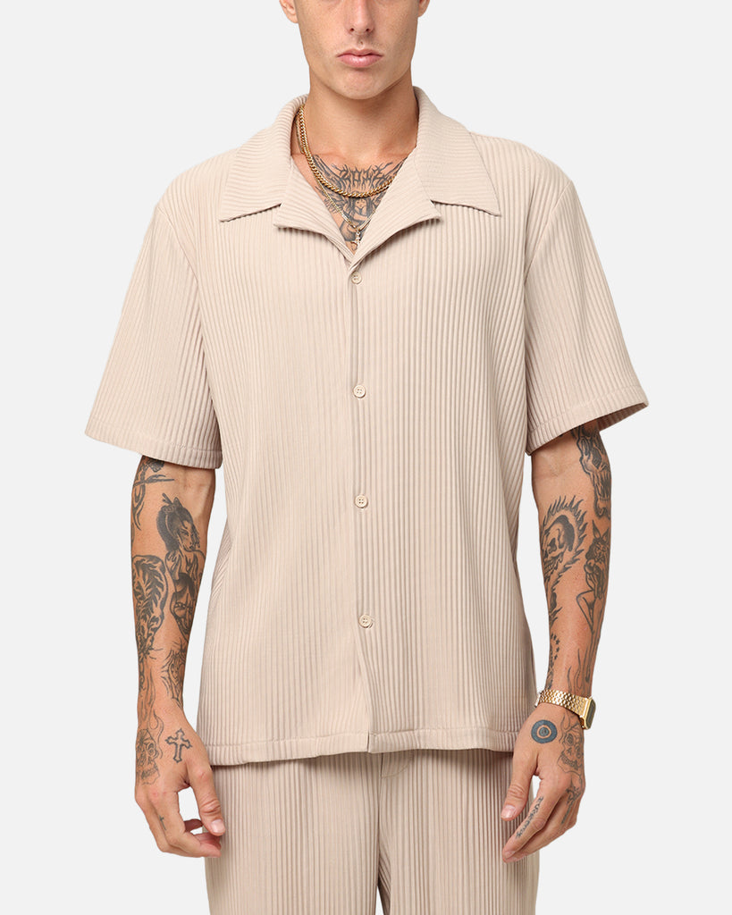 XXIII Pleated Button Up Shirt Tan | Culture Kings US