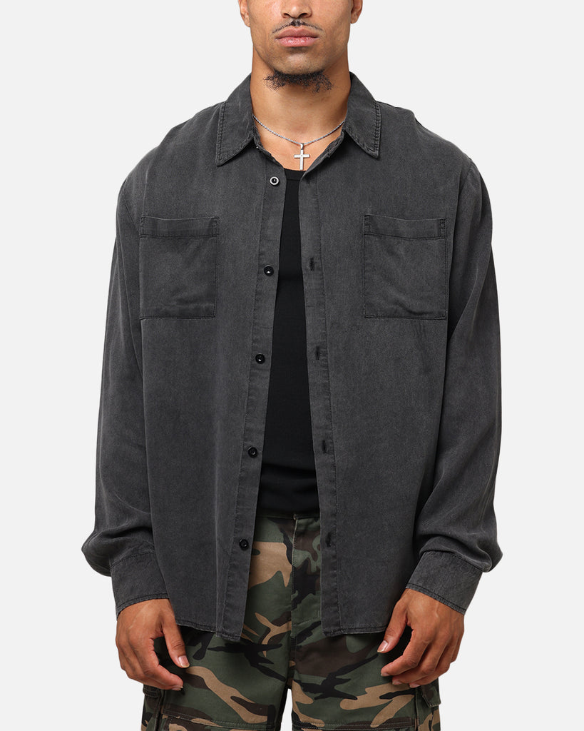 XXIII Acid Wash Button Up Over Shirt Washed Black | Culture Kings US