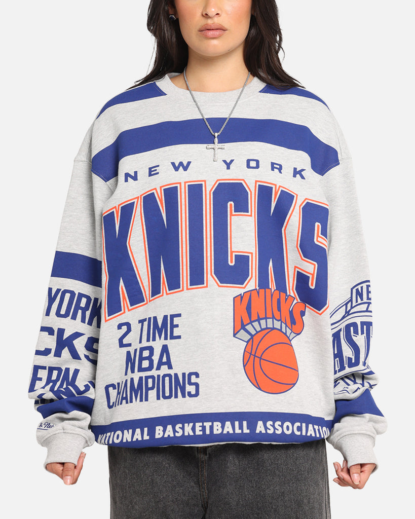 Mitchell & Ness New York Knicks Letterform Crewneck Grey Marle/Officia ...