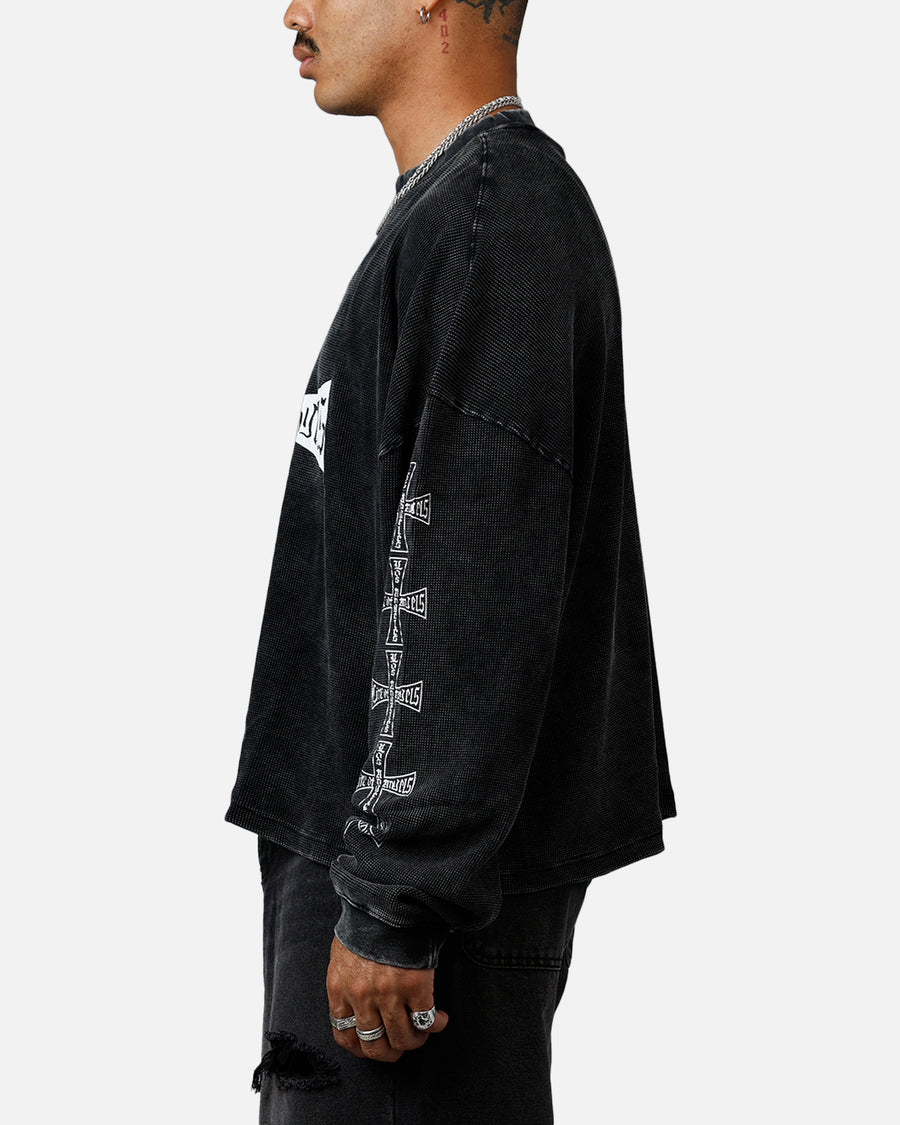 MNML Washed Chopper Thermal Long Sleeve T-Shirt Washed Black | Culture ...