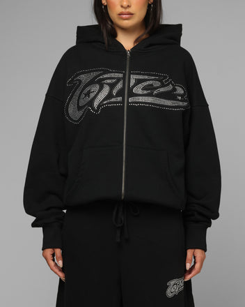 Loiter Silicone Rhinestone Zip Hoodie Black | Culture Kings US
