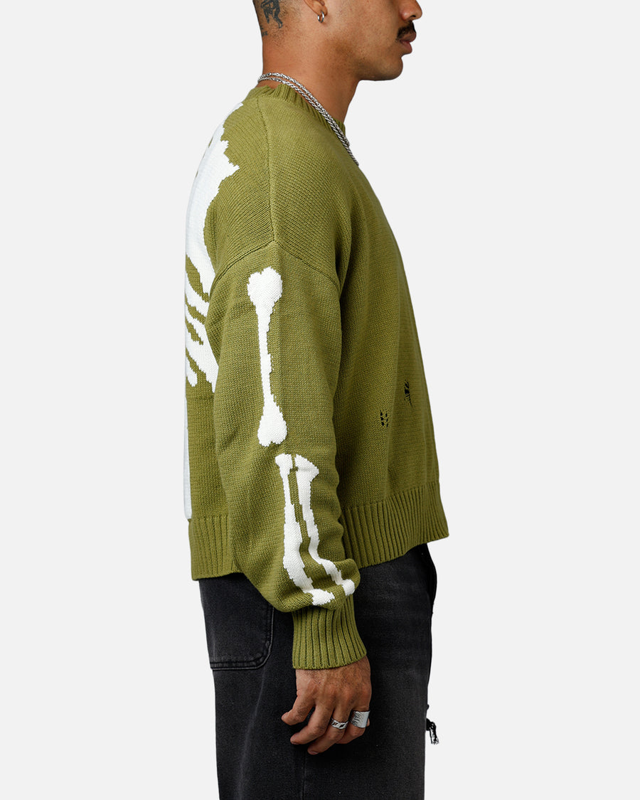 MNML Skeleton Knit Sweater Moss | Culture Kings US