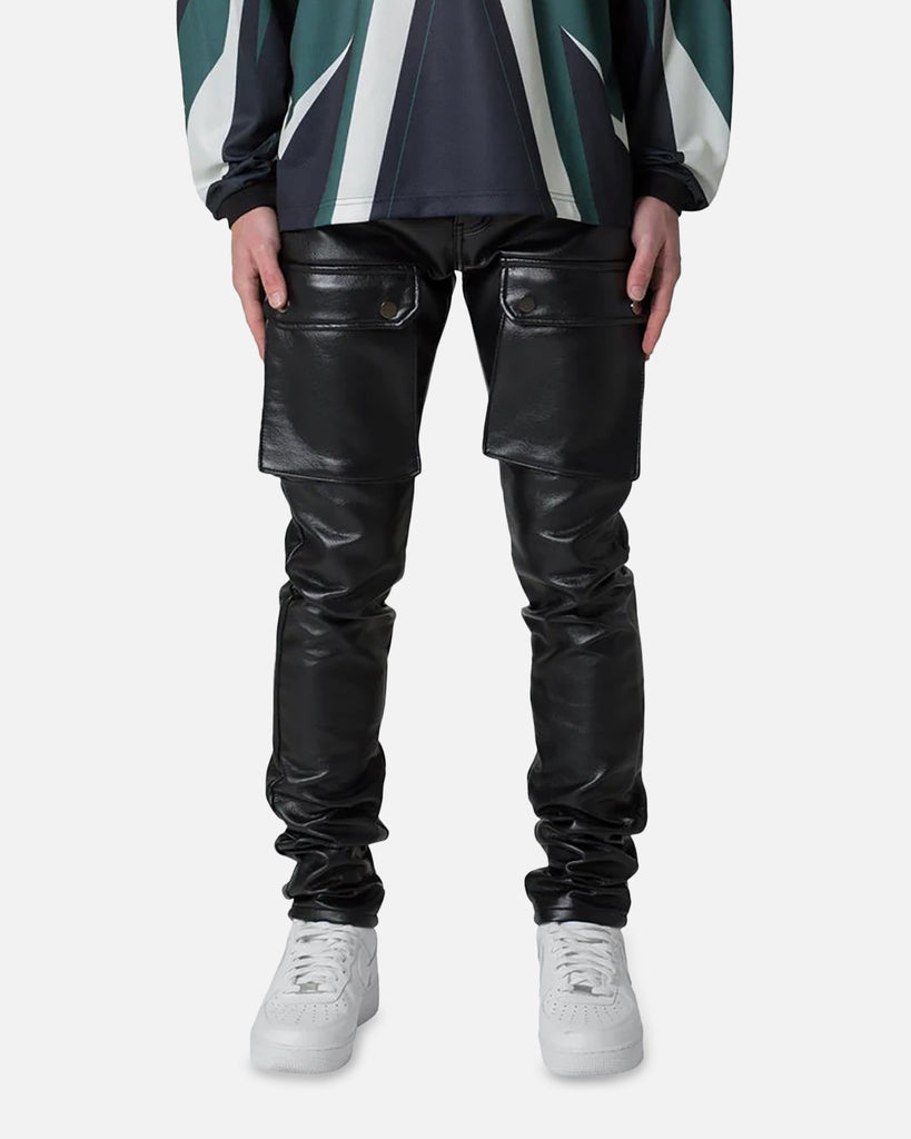 MNML Leather Snap Cargo Pants Black | Culture Kings US