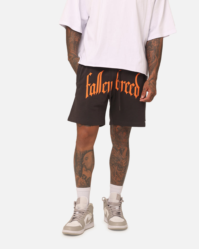 Fallen Breed Puff Logo Zip Sweat Shorts Charcoal/Orange | Culture Kings US