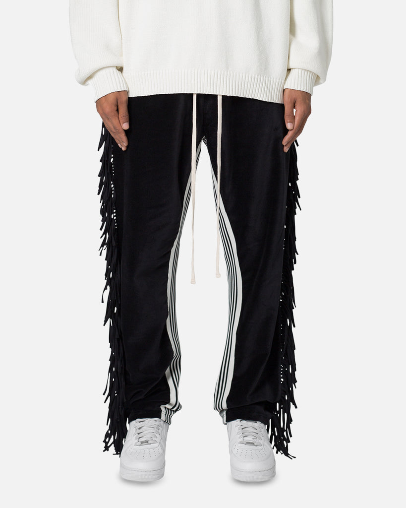 MNML Fringe Velour Sweatpants Black | Culture Kings US