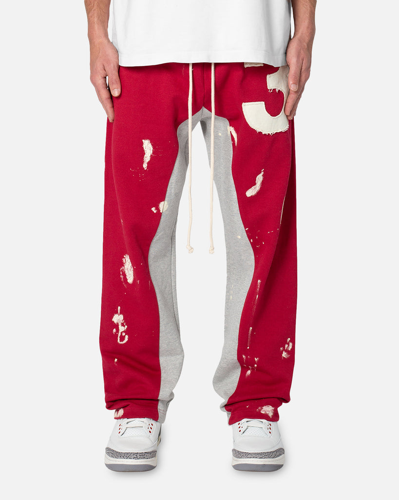 MNML 3 Patch Contrast Sweatpants Grey/Red | Culture Kings US