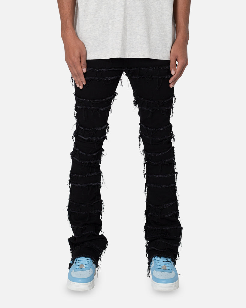 MNML X597 Distressed Skinny Flare Denim Jeans Black | Culture Kings US