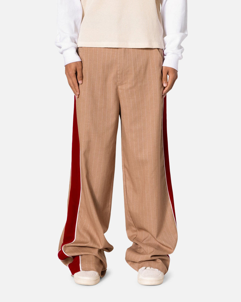 MNML Pinstripe Velvet Trim Pants Tan | Culture Kings US