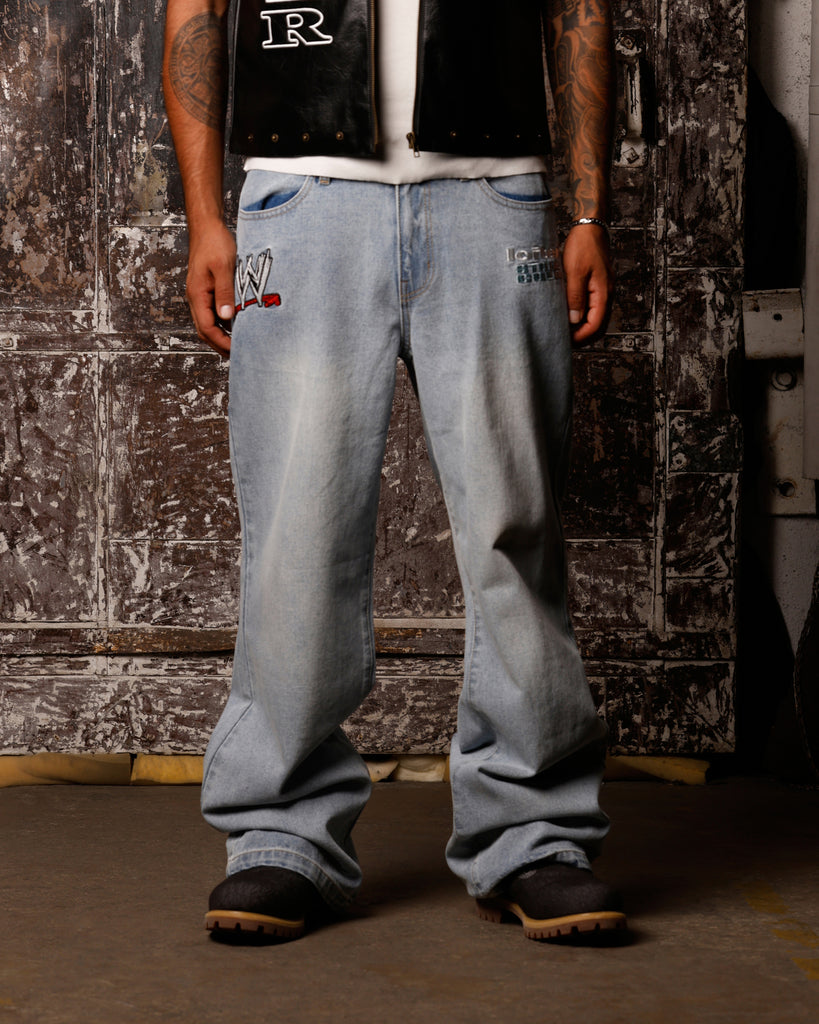 Loiter X WWE Stone Cold Washed Jeans Vintage Blue Wash | Culture Kings US
