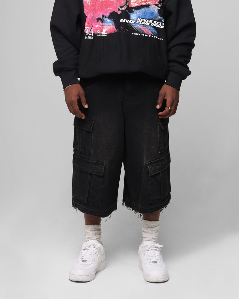 Loiter 3 Quarter Pants Washed Black | Culture Kings US