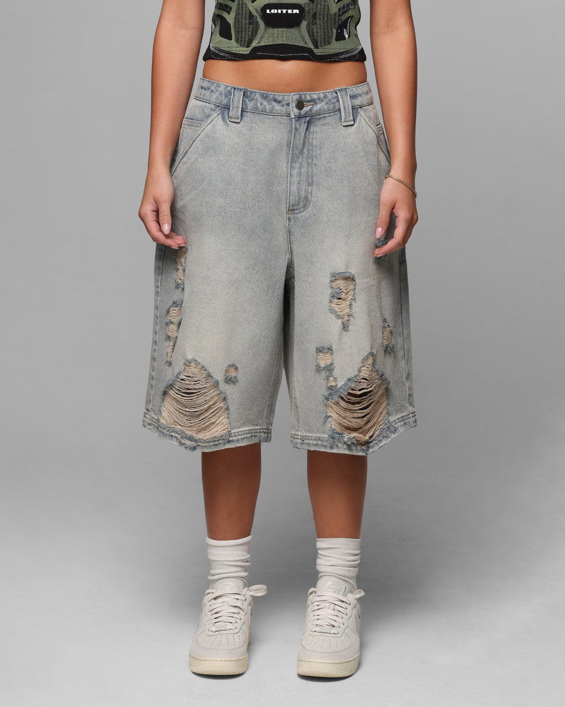 Loiter Collateral Distressed Jorts Vintage Blue | Culture Kings US