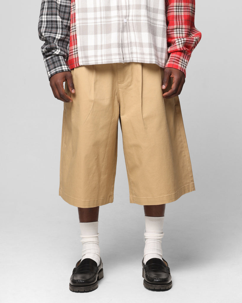 Loiter Wide Leg Chino Shorts Tan | Culture Kings US