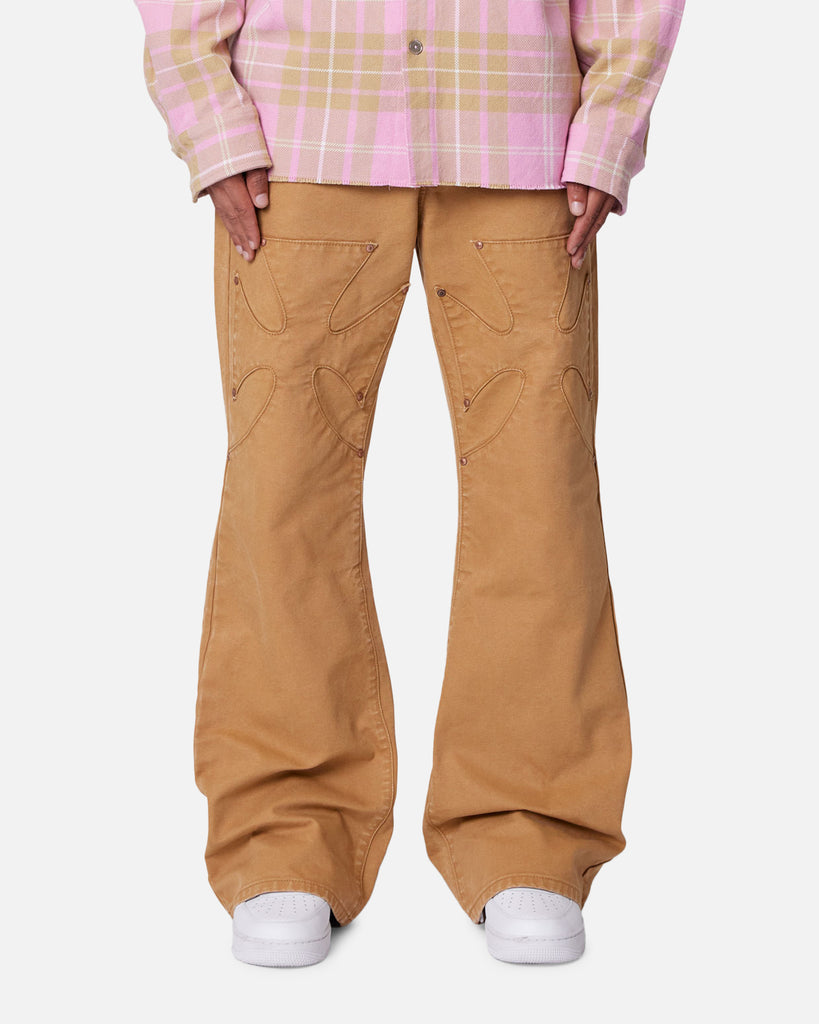 MNML Bootcut Iron Cross Jeans Tan | Culture Kings US