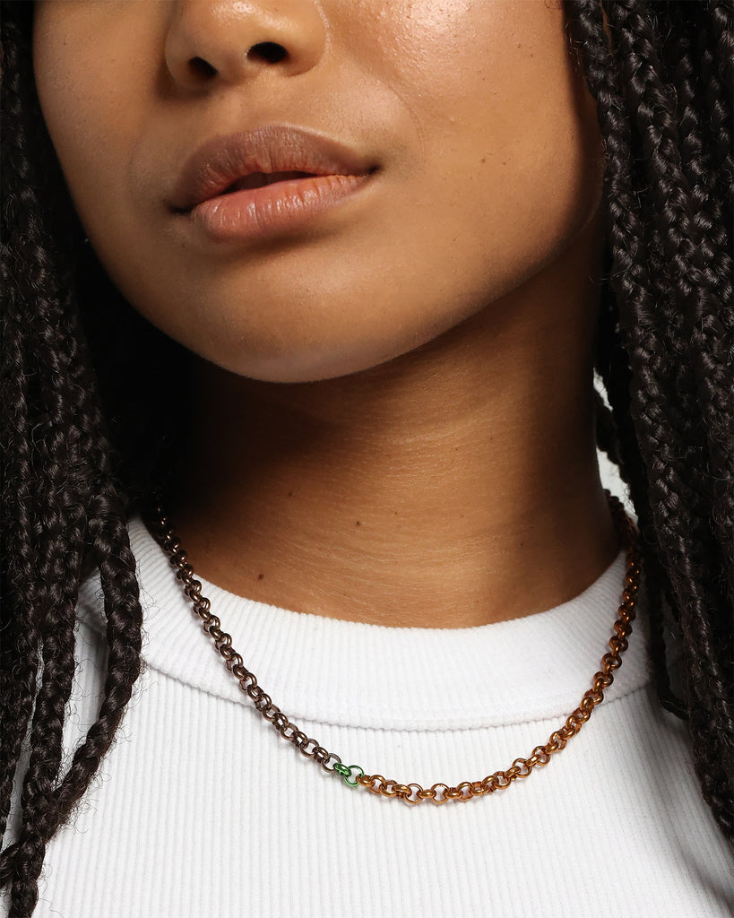 Loiter 18" Split Chain Necklace Natural/Brown/Green | Culture Kings US