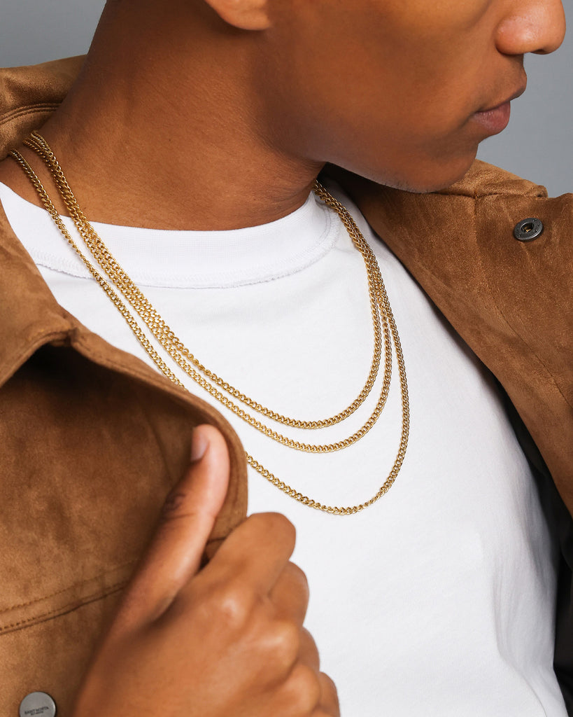 NXS 3mm Micro Cuban Chain Set Gold | Culture Kings US