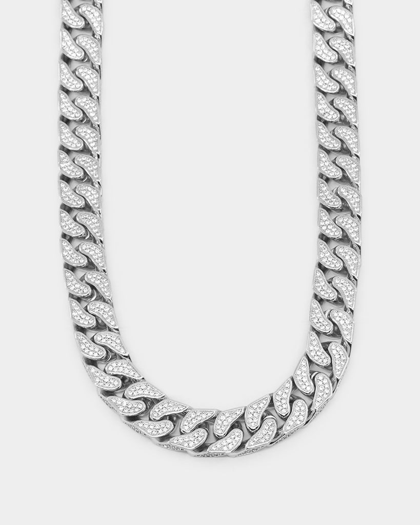 NXS Goliath Iced Curb Chain Iced White Gold | Culture Kings US