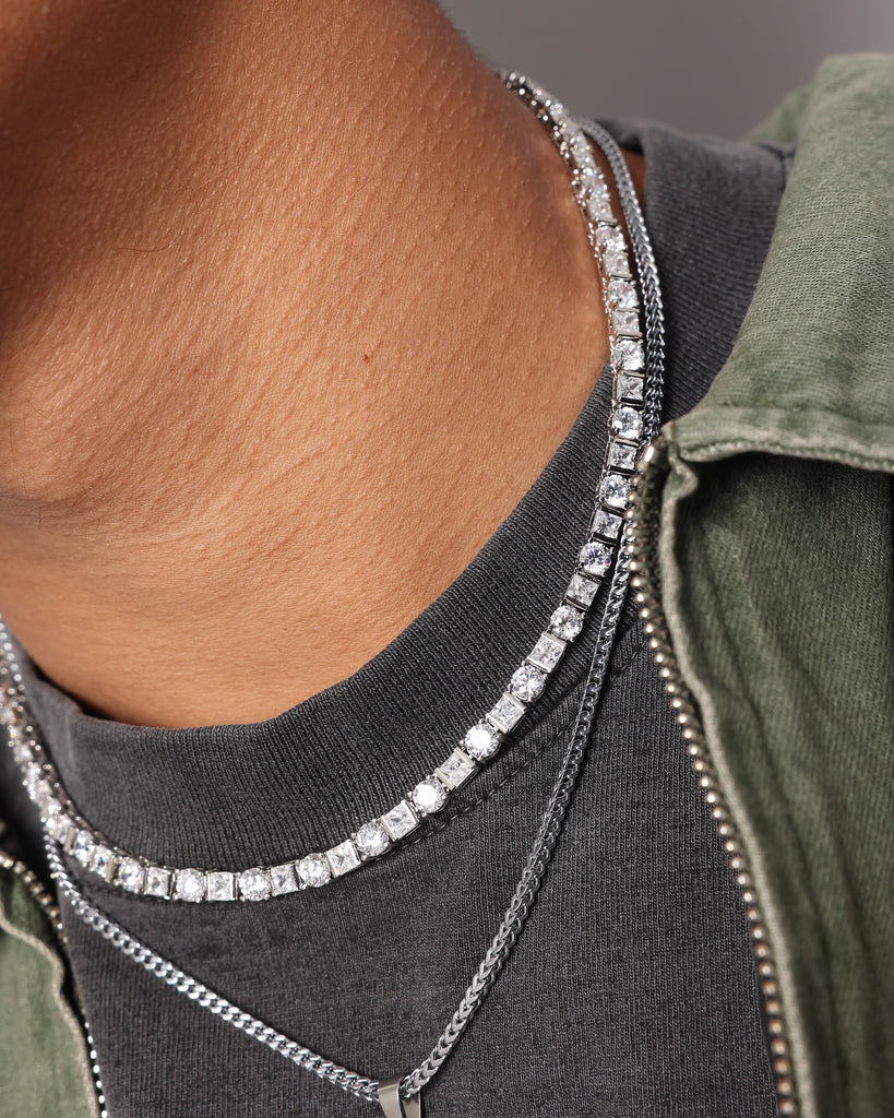 NXS Jesse Duo Stone Chain Iced White Gold | Culture Kings US