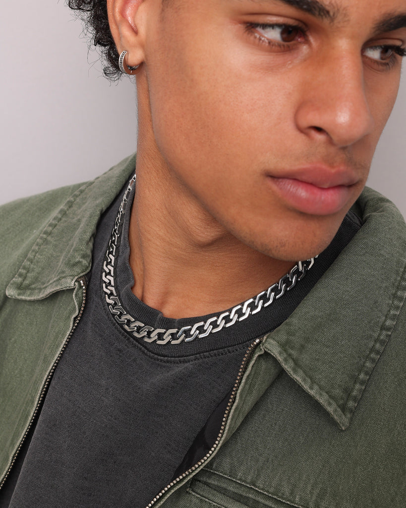 NXS Hex Cut Curb Chain White Gold | Culture Kings US