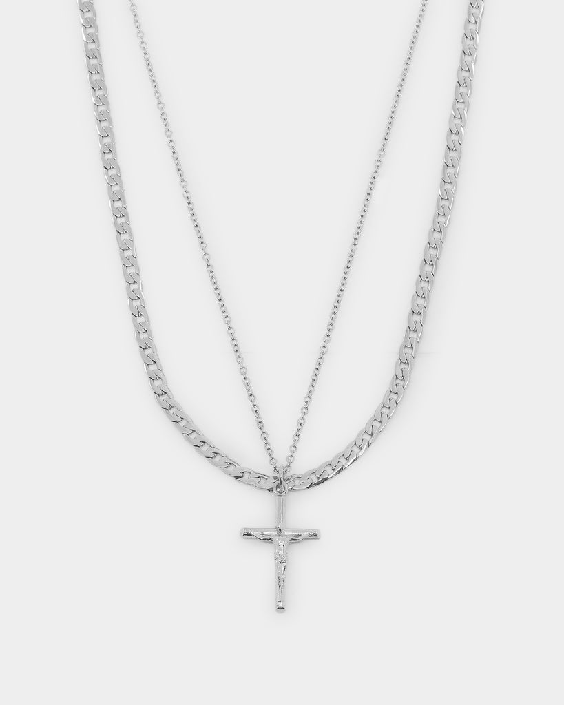 NXS Crucifix Chain Set White Gold | Culture Kings US
