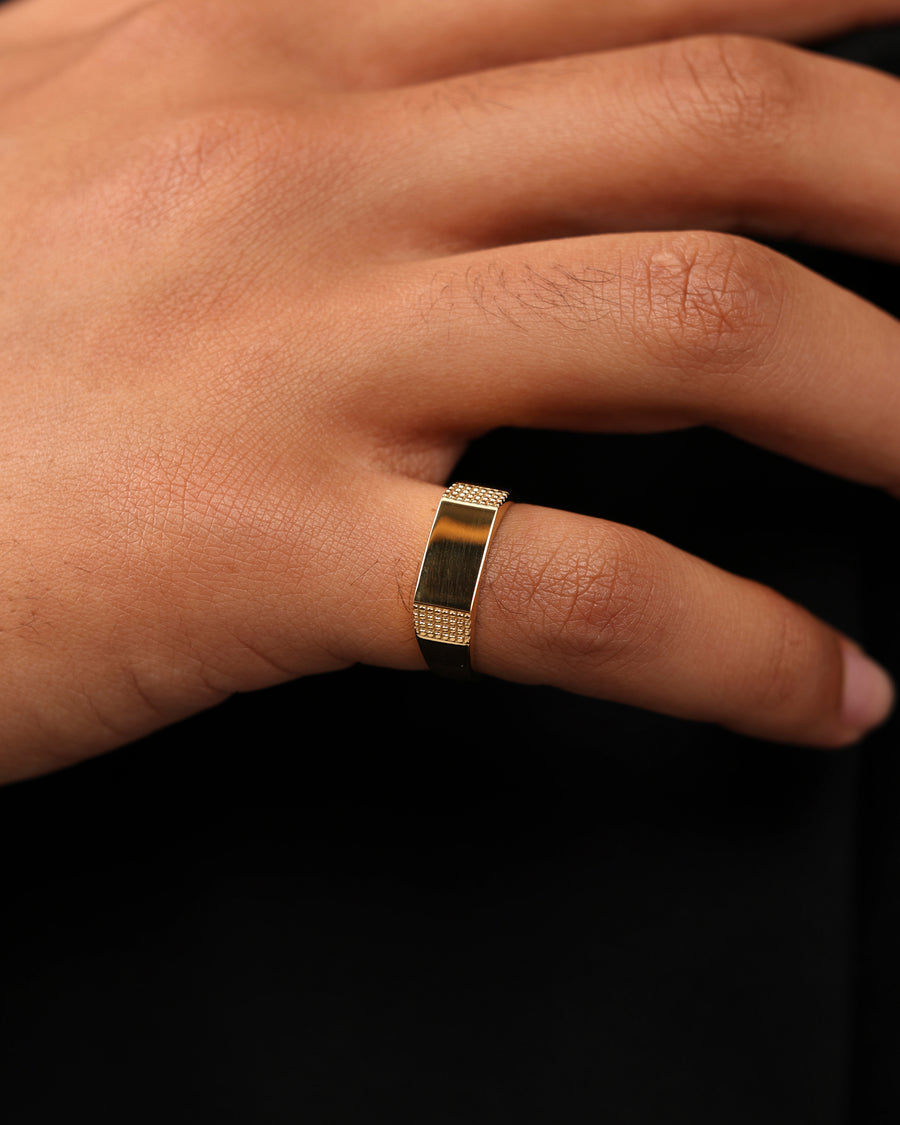 Saint Morta Adrian Bar Signet Ring Gold | Culture Kings US