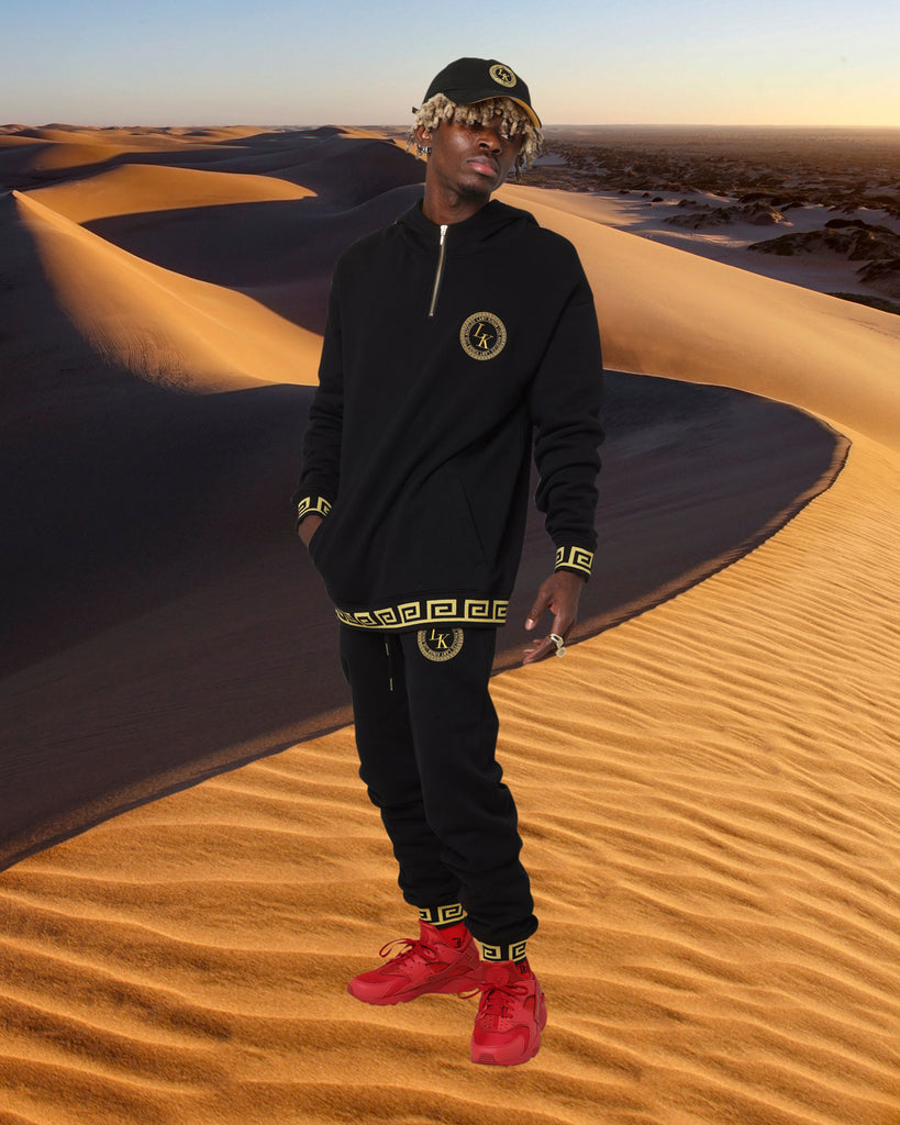 Last Kings Grandeur Half Zip Hoodie Black | Culture Kings US