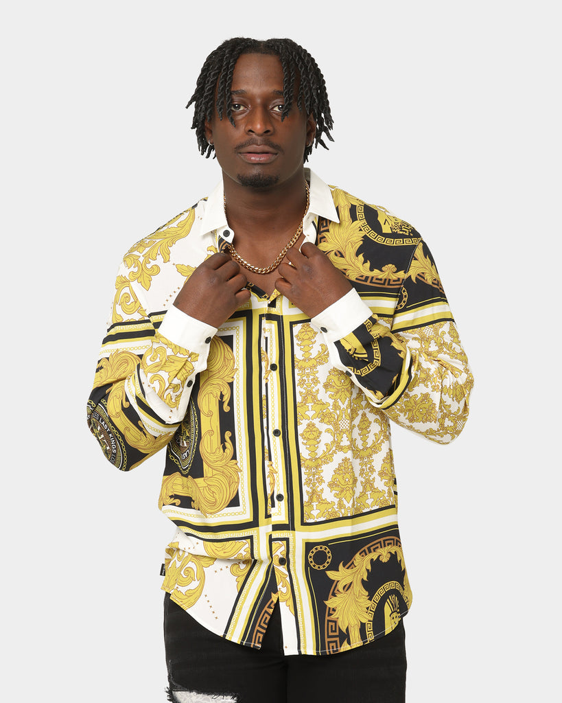Last Kings Baroque Long Sleeve Shirt Black/White/Gold | Culture Kings US