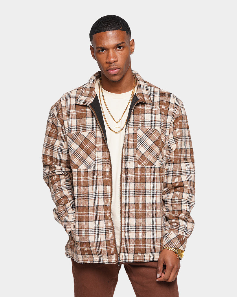 XXIII Soren Plaid Bomber Jacket Brown | Culture Kings US