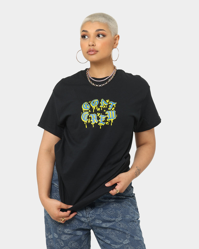 Goat Crew Drip Logo T-Shirt Black/Blue/Yellow | Culture Kings US