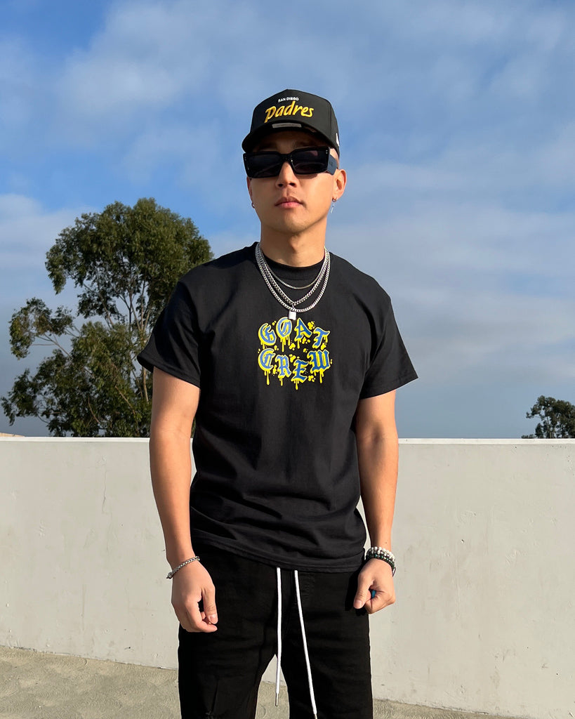 Goat Crew Drip Logo T-Shirt Black/Yellow/Purple | Culture Kings US