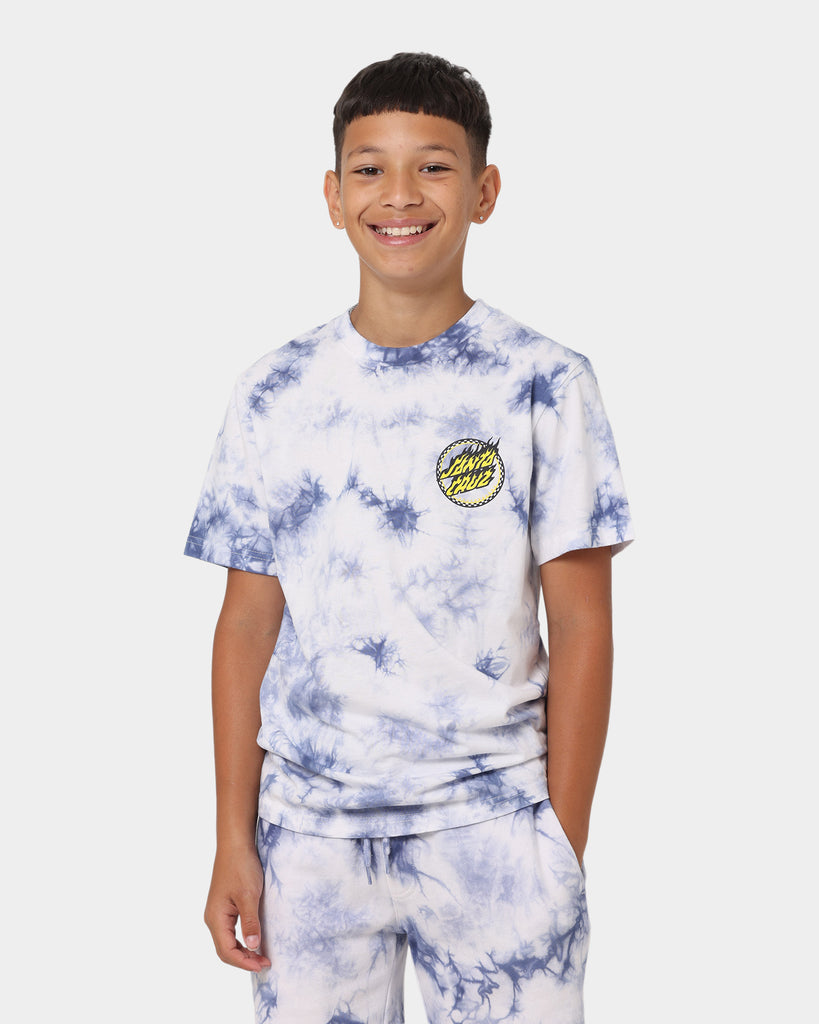 Santa Cruz Kids' Checked Out Flamed Dot Front T-Shirt Blue Tie Dye ...