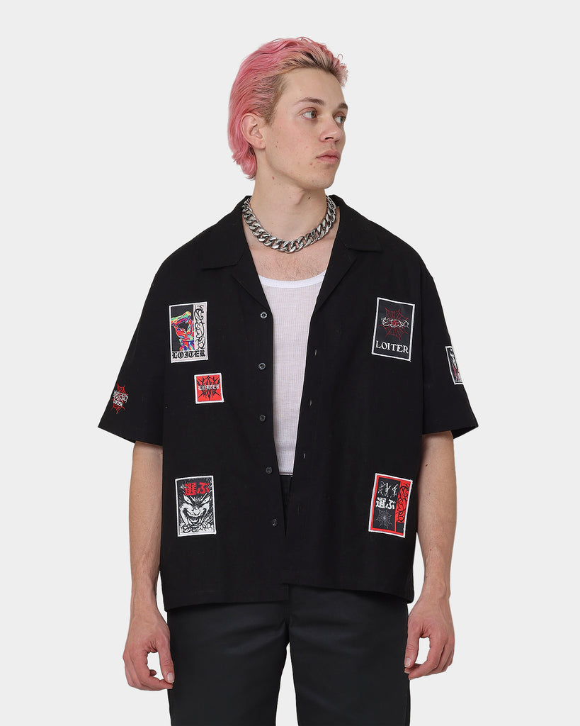 Loiter Patchwork Button Up Shirt Black | Culture Kings US